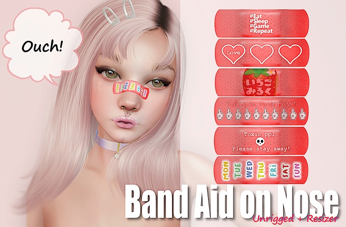 Second Life Marketplace Koyuki Band Aid On Nose Red 4655